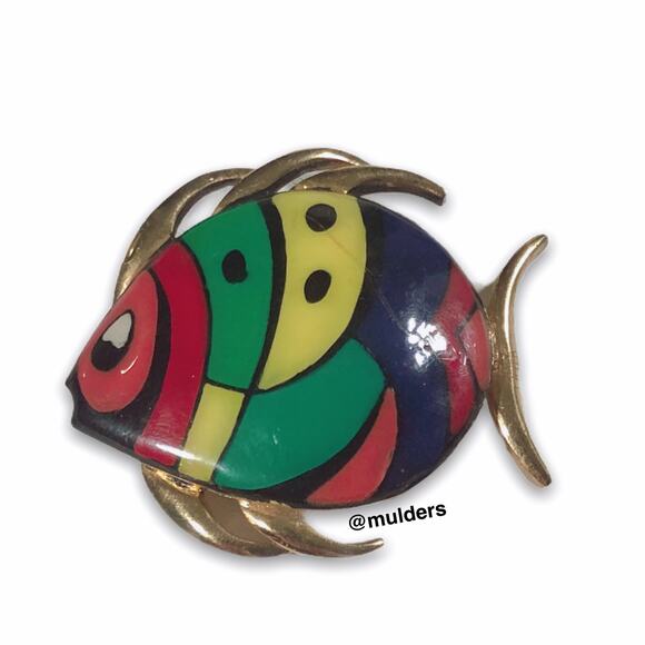 Vintage | Jewelry | Vintage Primary Colors Kidcore Fish Pin Brooch ...